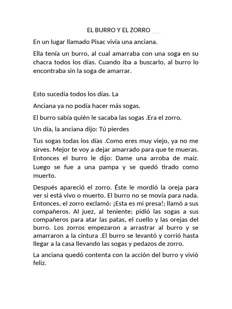 EL BURRO Y EL ZORRO | PDF