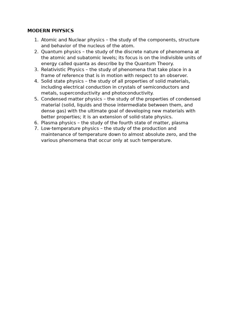 MODERN PHYSICS LECture | PDF