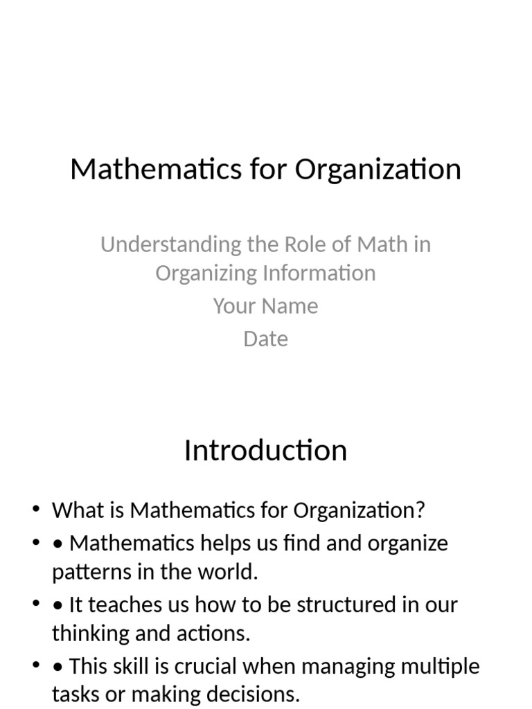 Mathematics For Organization Expanded PPT | PDF