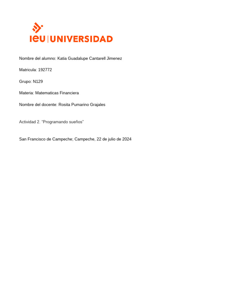 Actividad 2. "Programando Sueños" | PDF