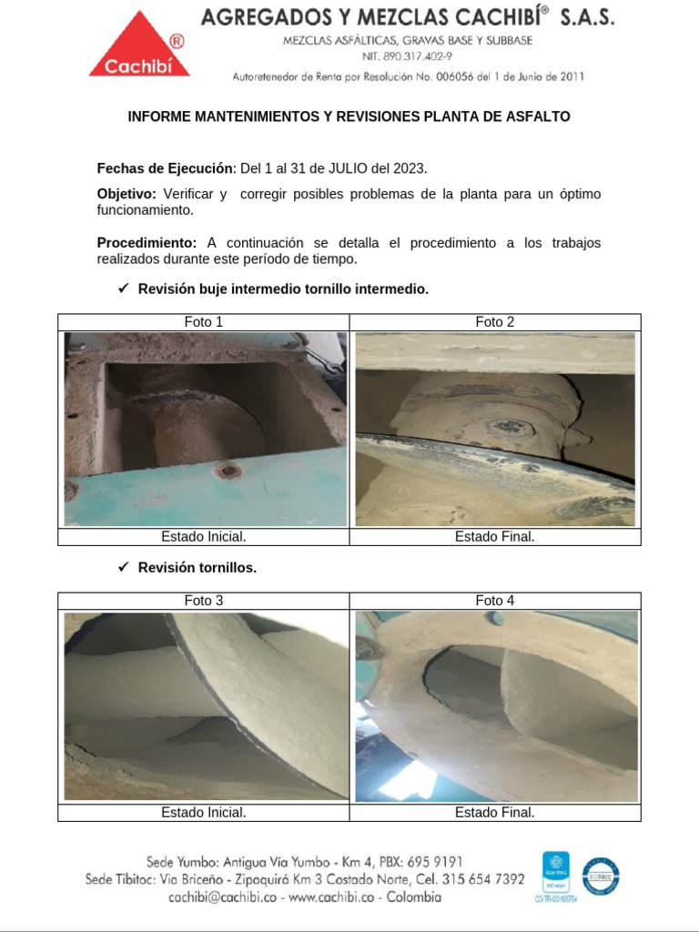 23-07 Inf Mmttos y Revisiones | PDF