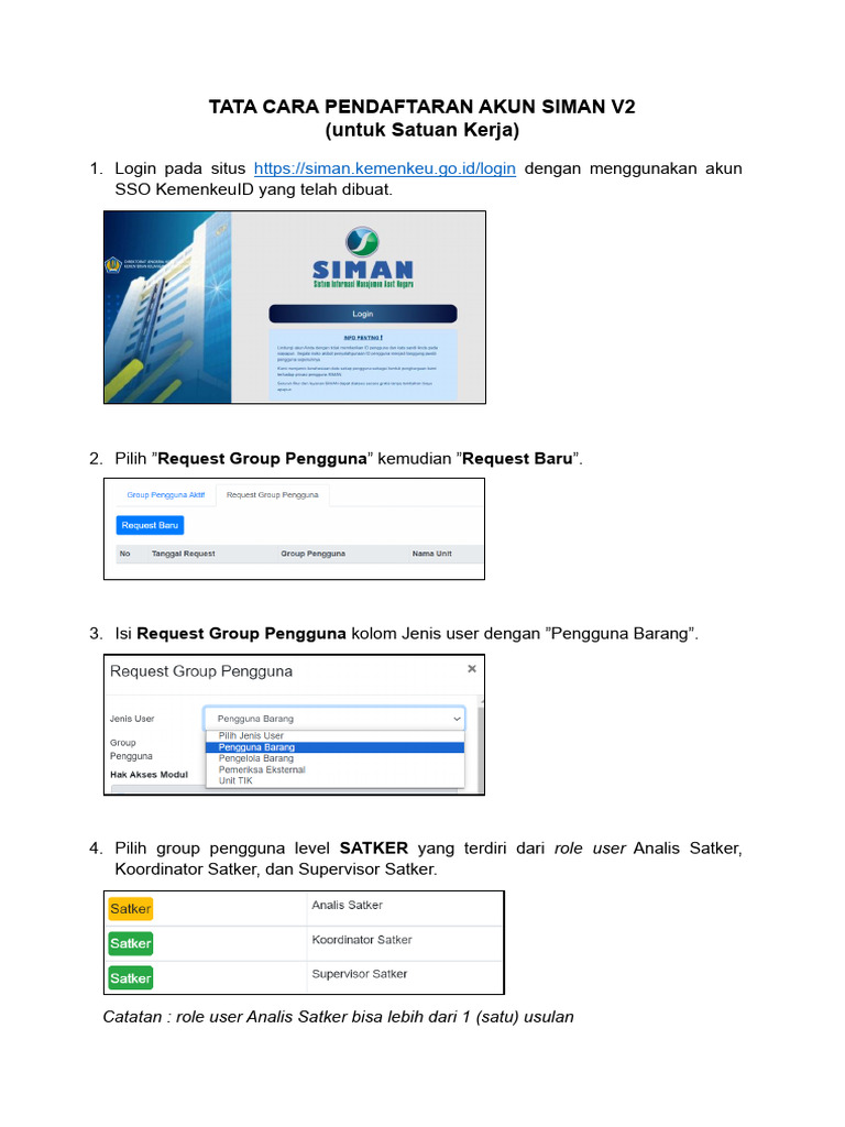 Tata Cara Pendaftaran Akun Siman V2 | PDF