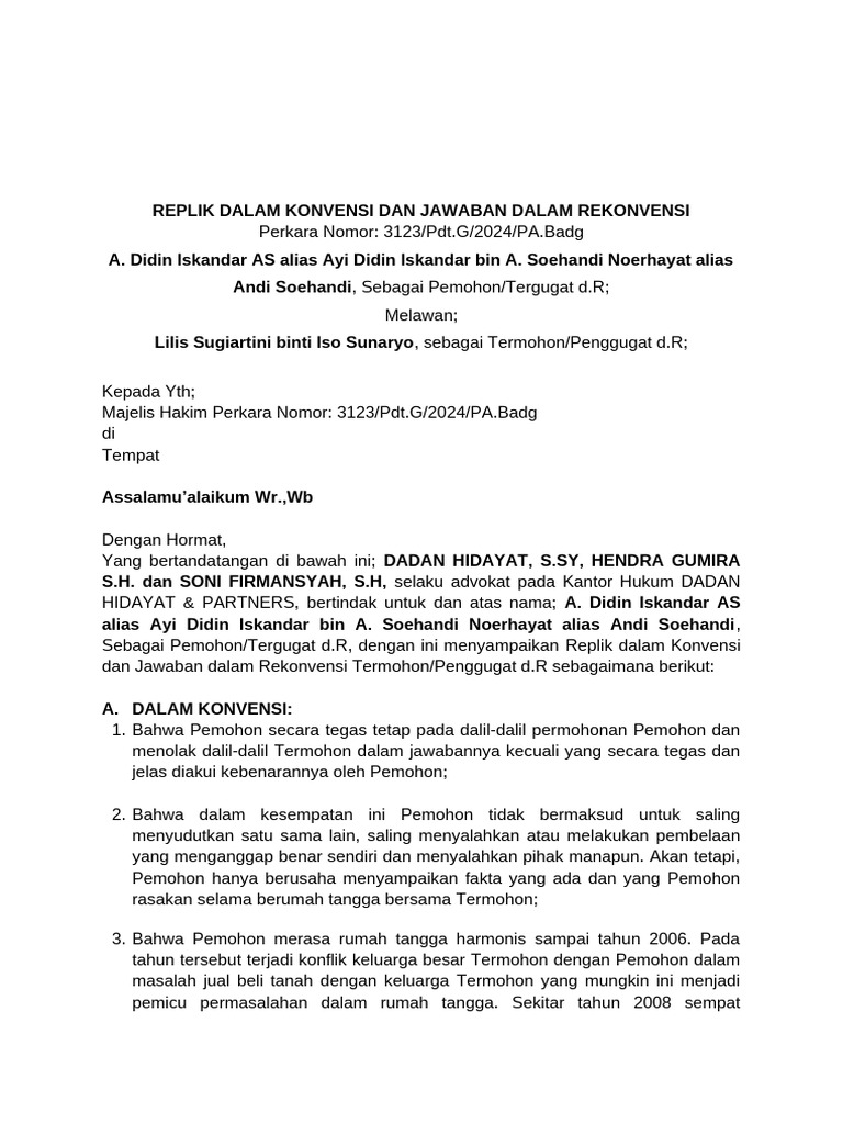 Replik 3123. A. Didin Iskandar As Alias Ayi Didin Iskandar | PDF