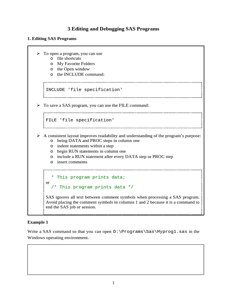 3 Editing and Debugging SAS Programs | PDF | Sas (Software) | Computer File