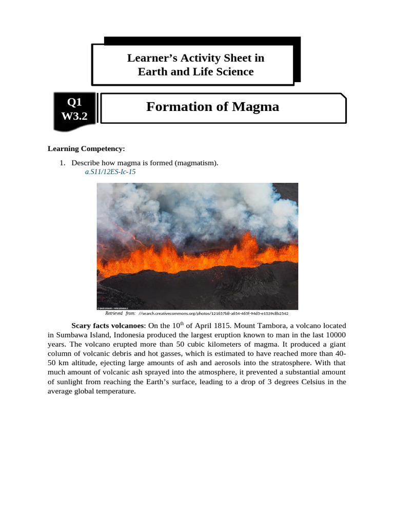 Els Las Formation of Magma | PDF