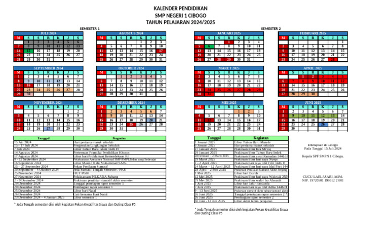 Kalender Pendidikan SMP 2024/2025 | PDF