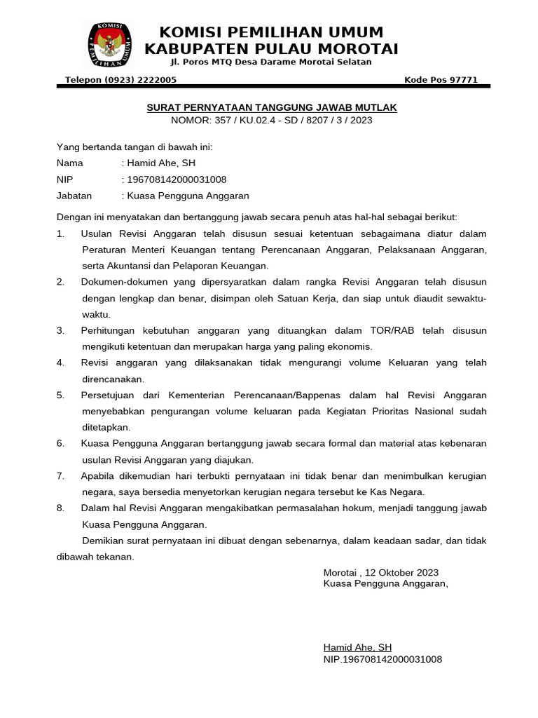 Format SPTJM Hal. III | PDF