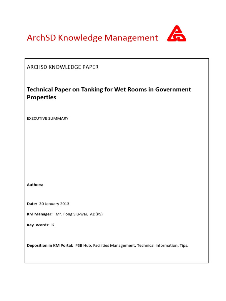 Technical Paper On Tanking in Wet Rooms in Government Properties ...