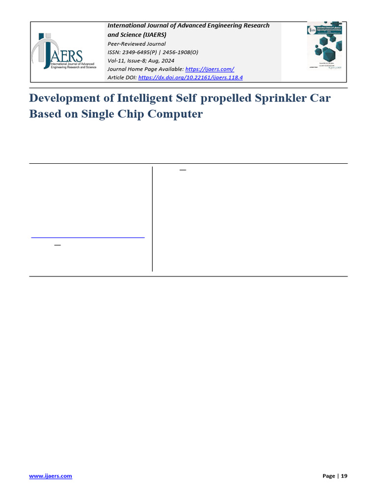 Development of Intelligent Self-Propelled Sprinkler Car Based On Single ...