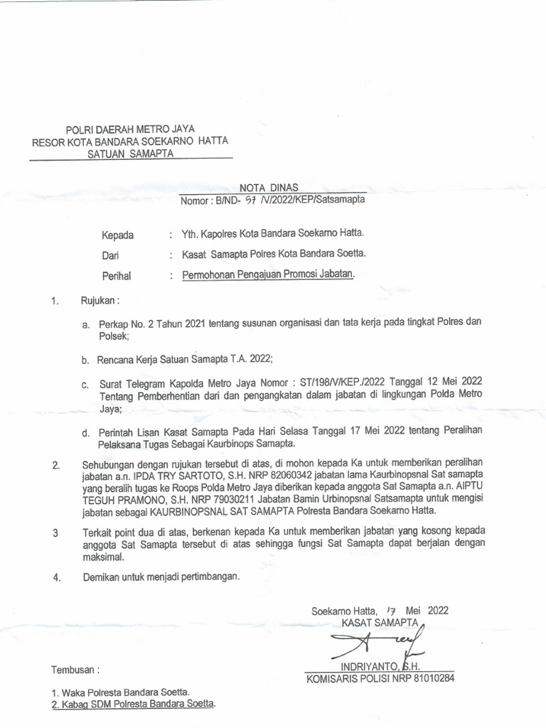 Permohonan Kbo Pak Teguh | PDF