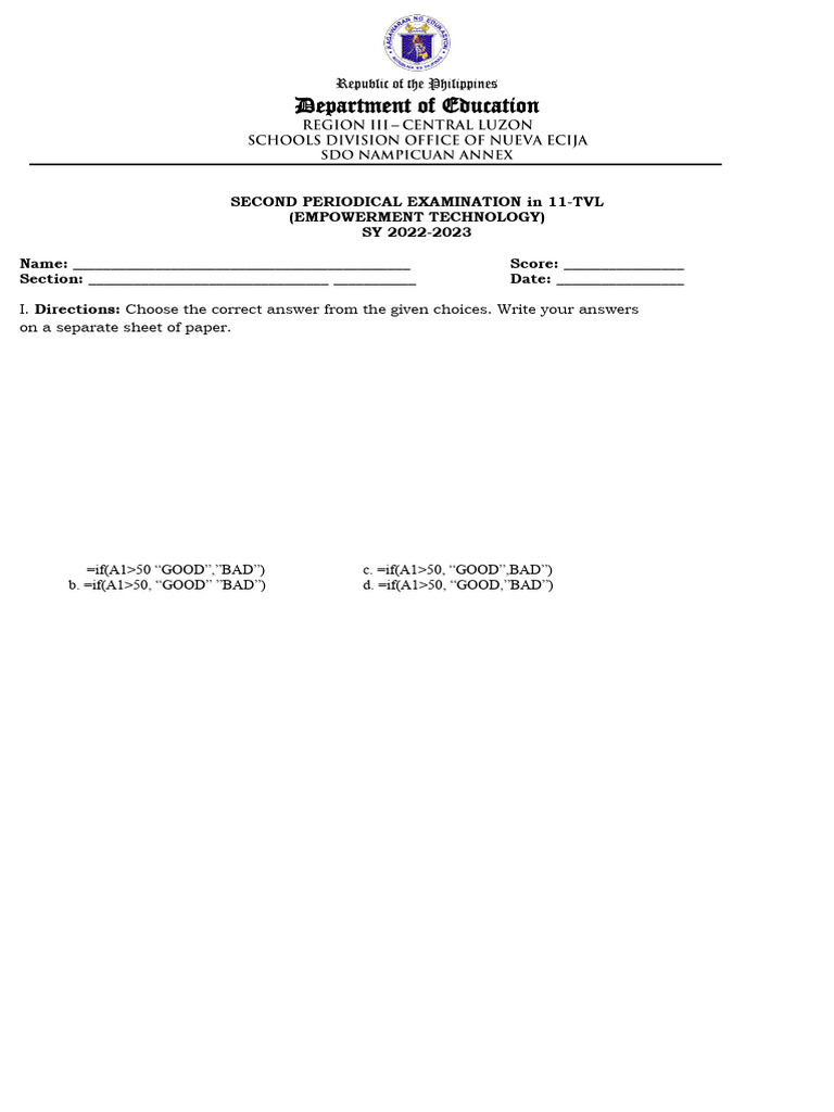 REGIE LABOSTA Empowerment Technology 2nd Quarter Summative Test 11 ...