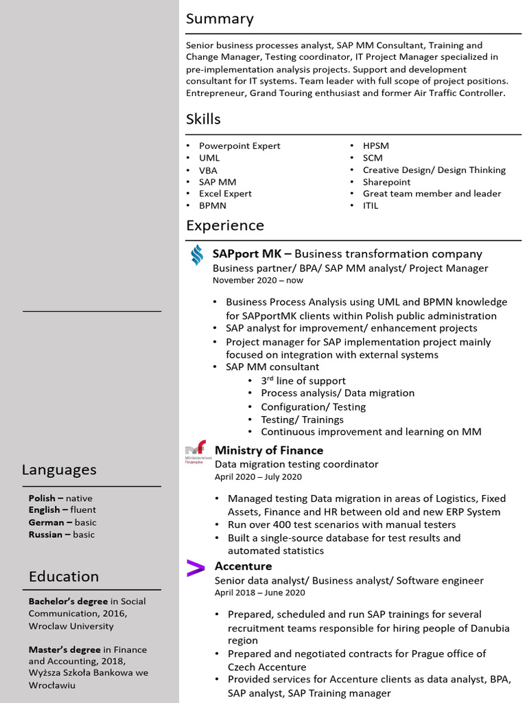 SAP MM Resume | PDF