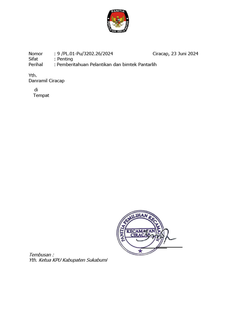 Surat Pemberitahuan Danramil | PDF