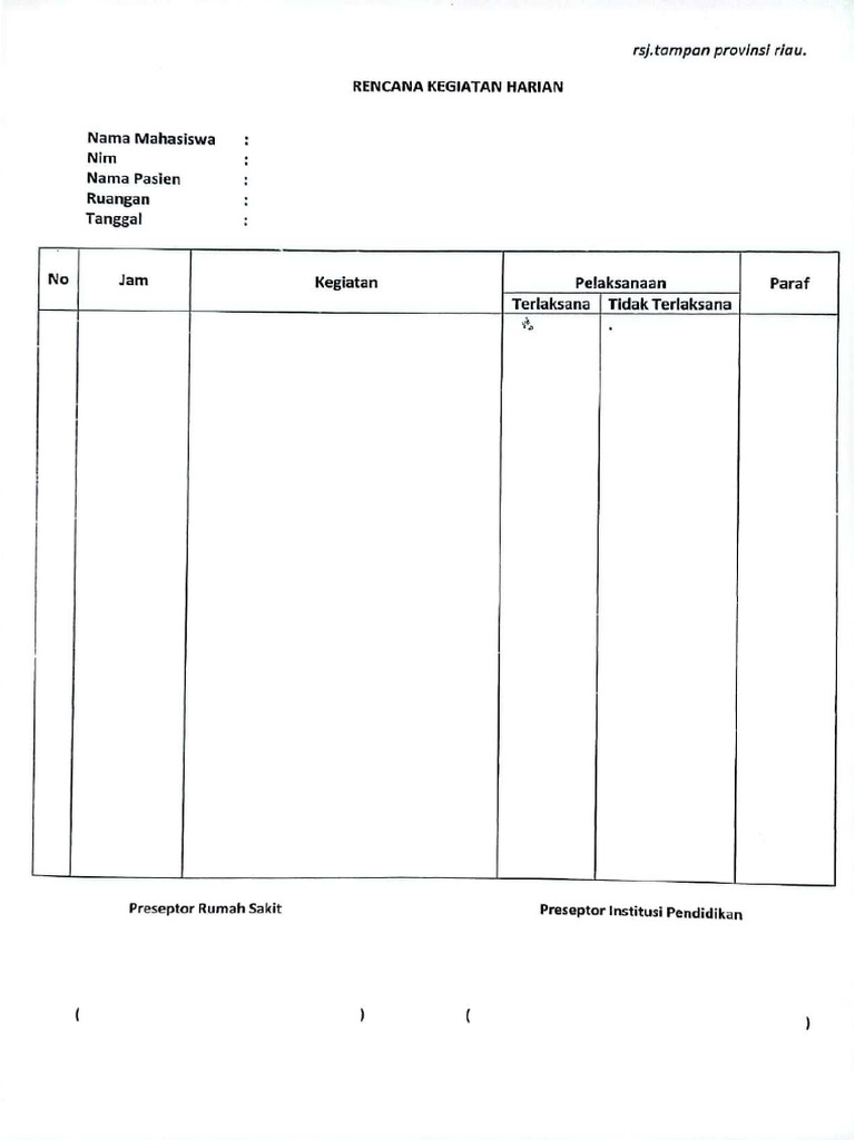 Form Rencana Kinerja Harian | PDF