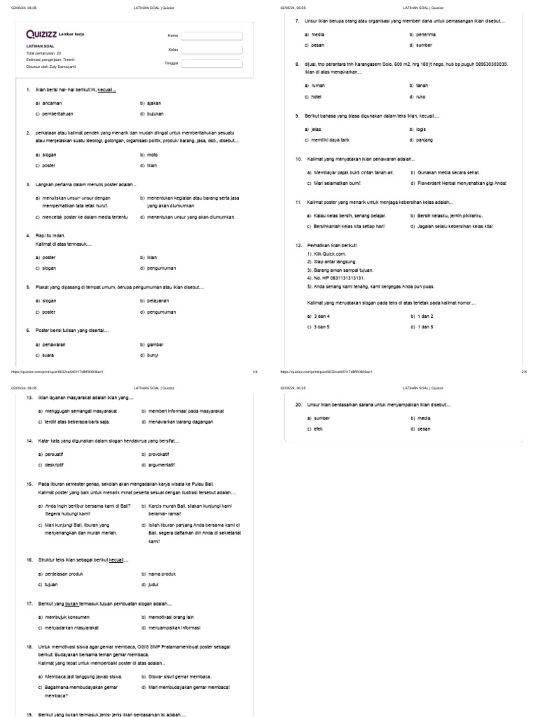 Latihan Soal Iklan 1 | PDF