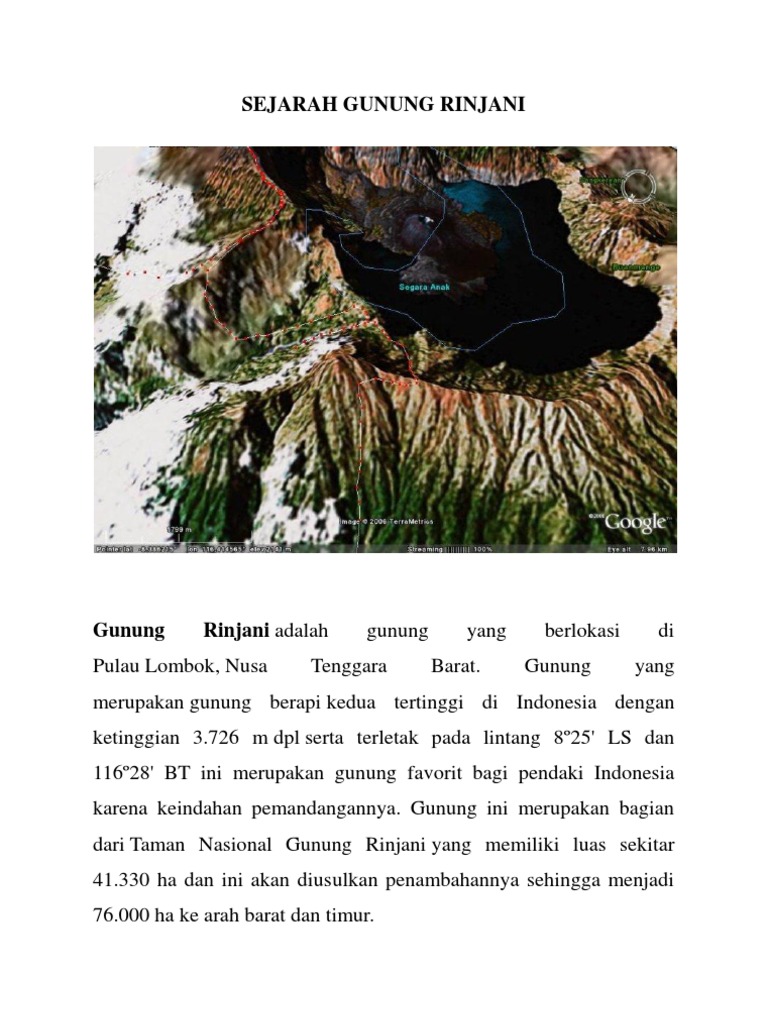 Sejarah Gunung Rinjani | PDF | Perjalanan