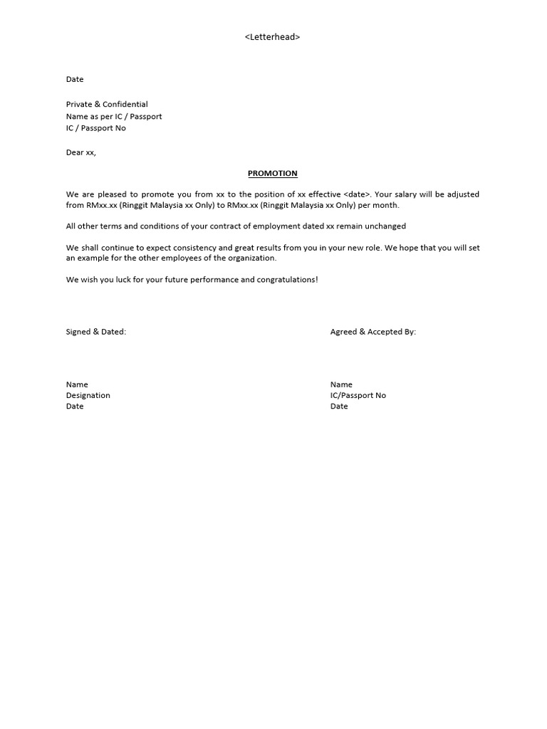 Promotion Letter Template | PDF