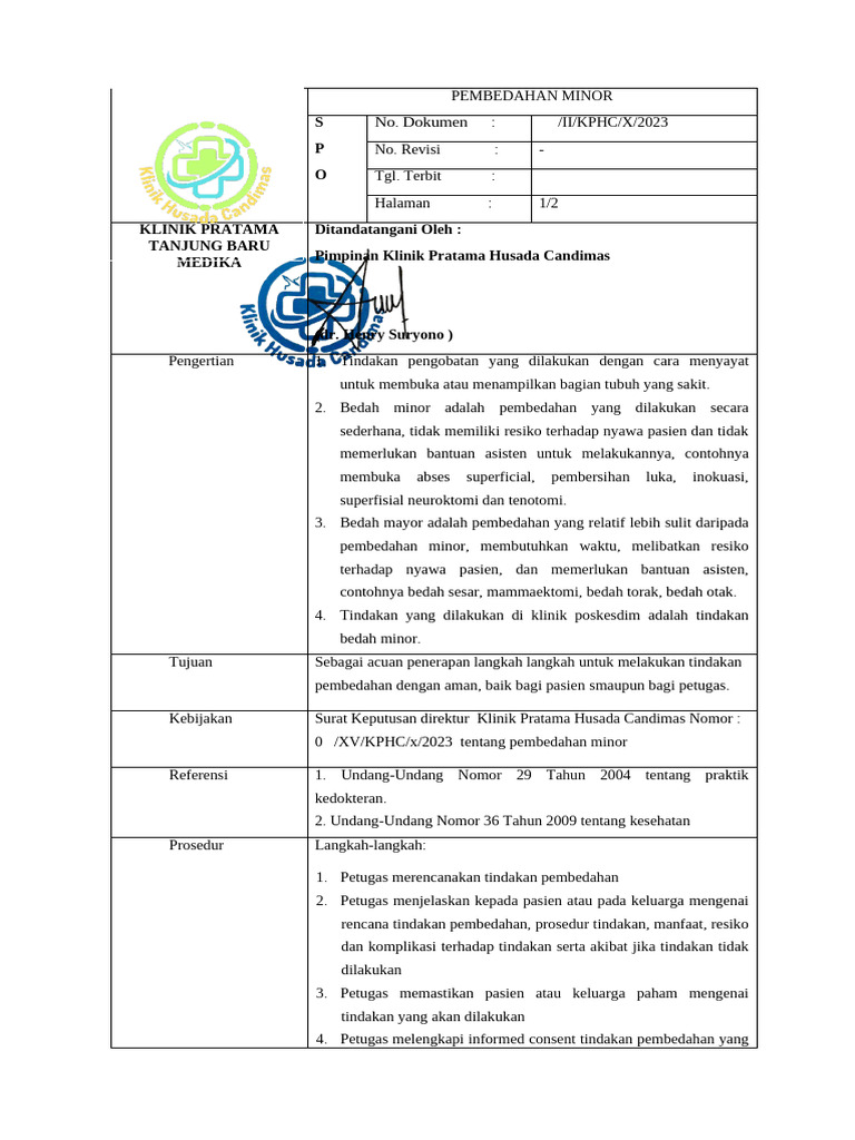 Spo Tindakan Pembedahan | PDF
