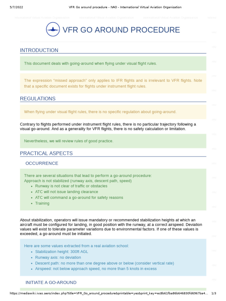 VFR Go Around Procedure | PDF