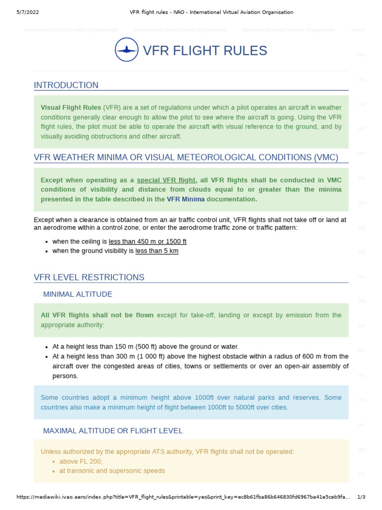 VFR flight rules | PDF