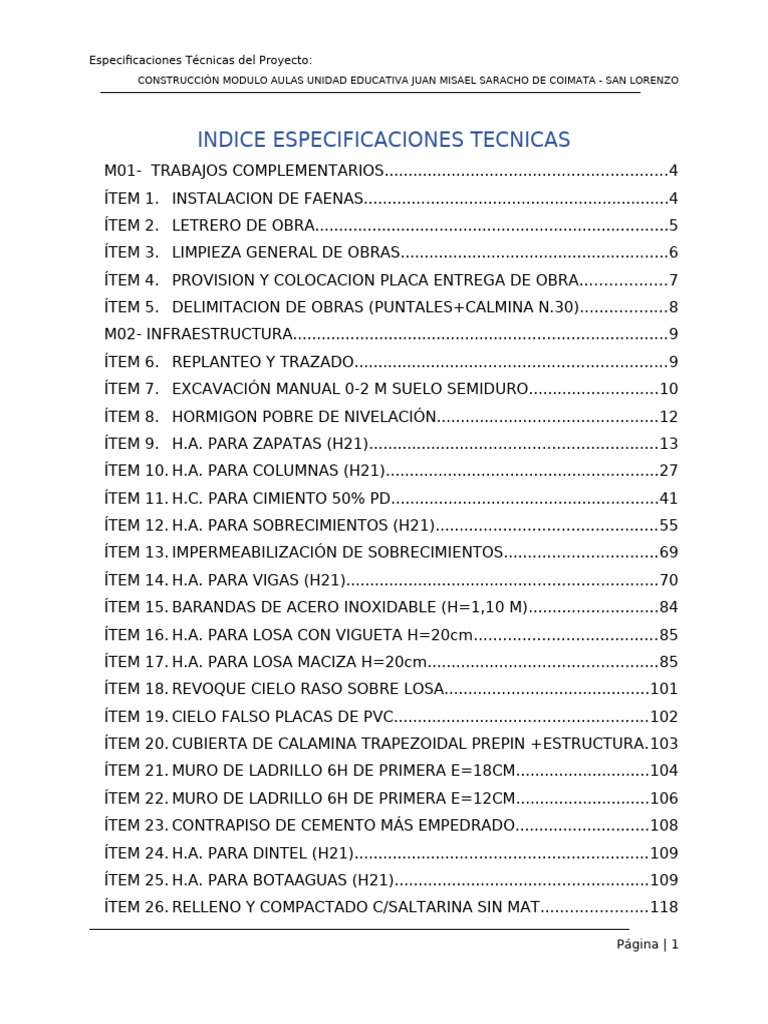 Especific. Tecnicas Ue Coimata | PDF