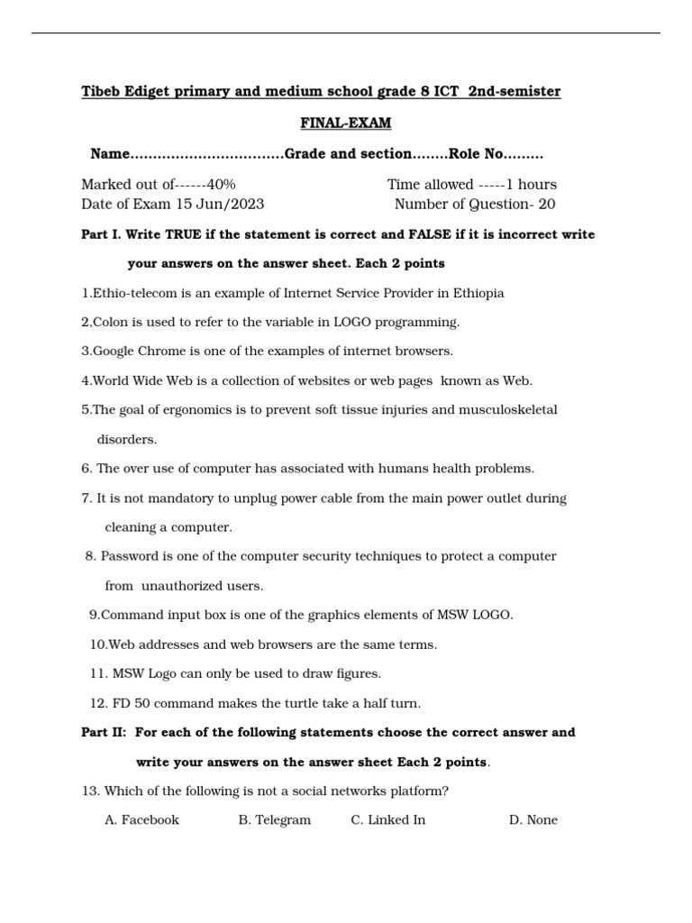 FINAL EXAM Tibeb Ediget | PDF