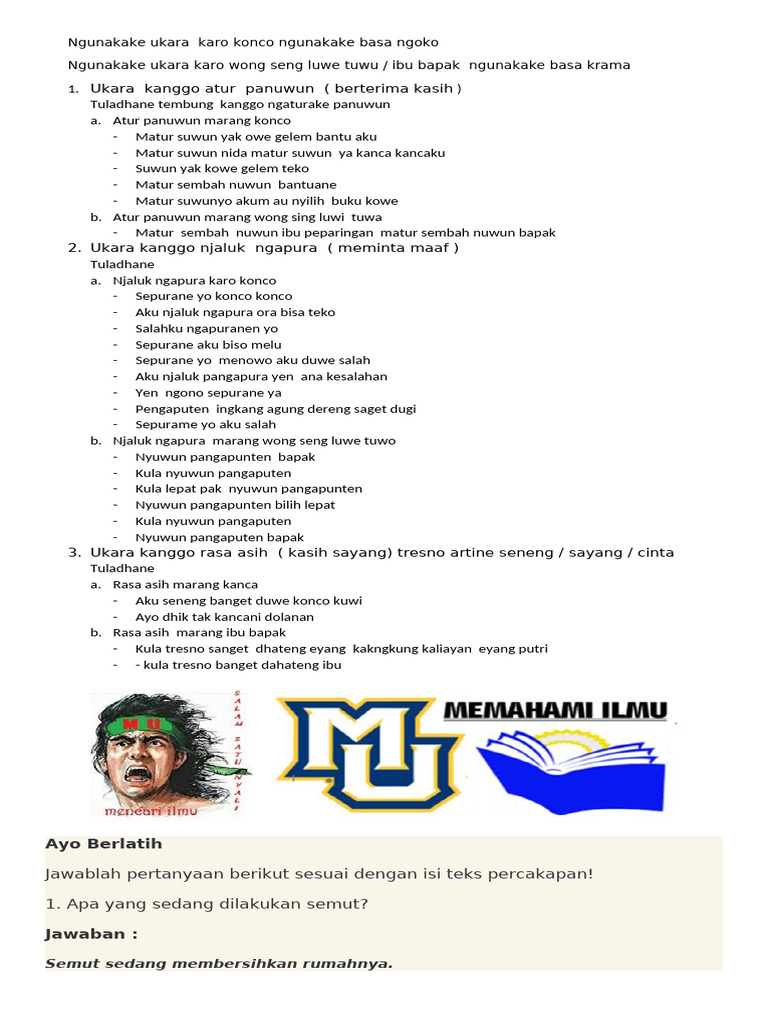 Ngunakake Ukara Karo Konco Ngunakake Basa Ngoko | PDF
