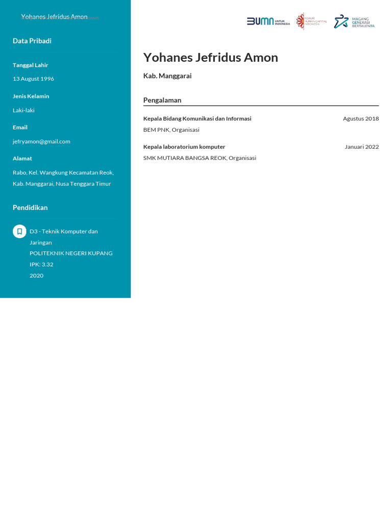 Yohanes Jefridus Amon: Kab. Manggarai | PDF