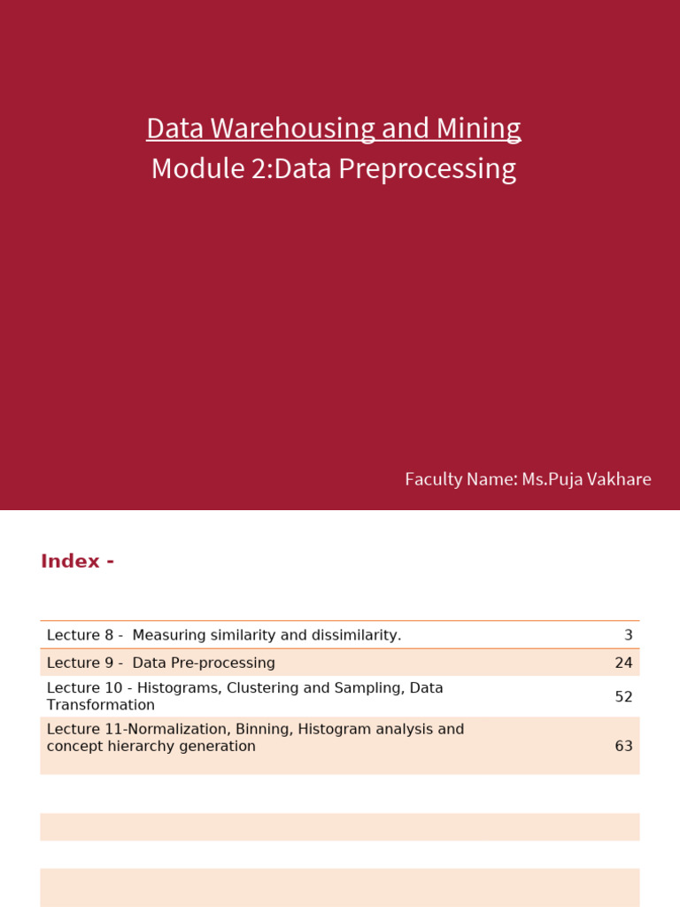 TE IT DMBI Module2 Data Preprocessing L8-L11 | PDF | Regression Analysis | Teaching Methods ...