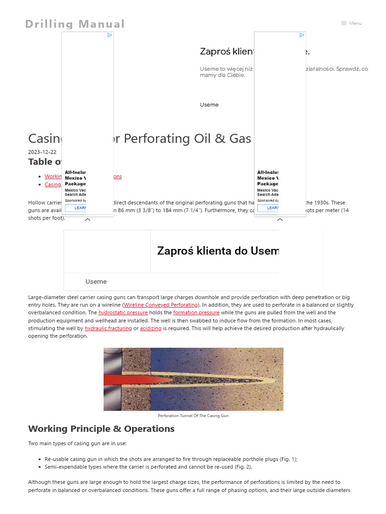Casing Gun For Perforating Oil & Gas Wells - Drilling Manual | PDF