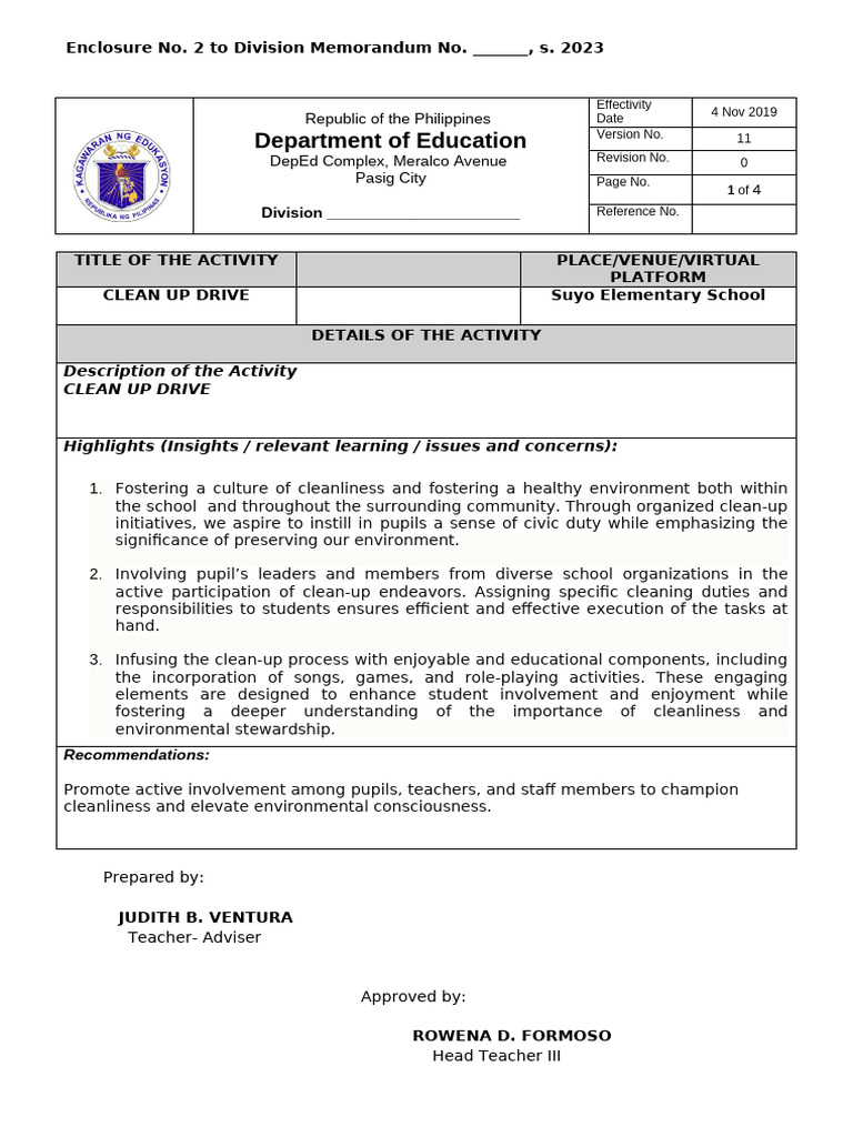 SUYO ES YES O Activity Report | PDF