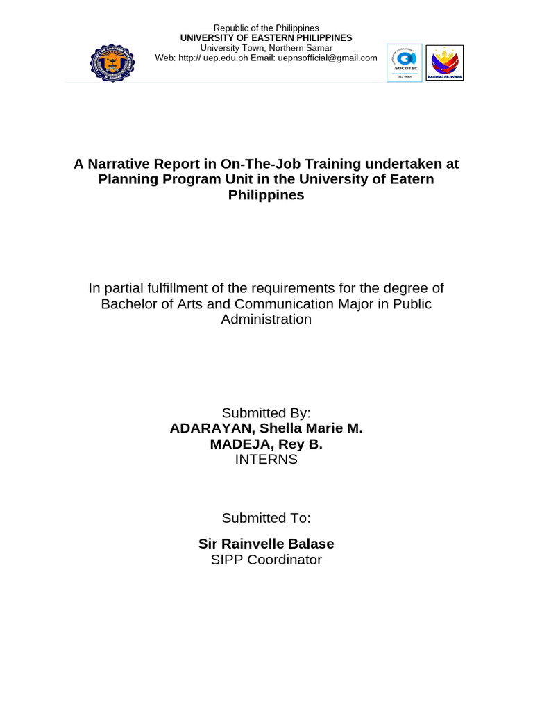 Narrative Report (PPU) | PDF