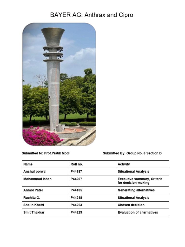 SectionD - Group 6 - Bayer AG Case | PDF