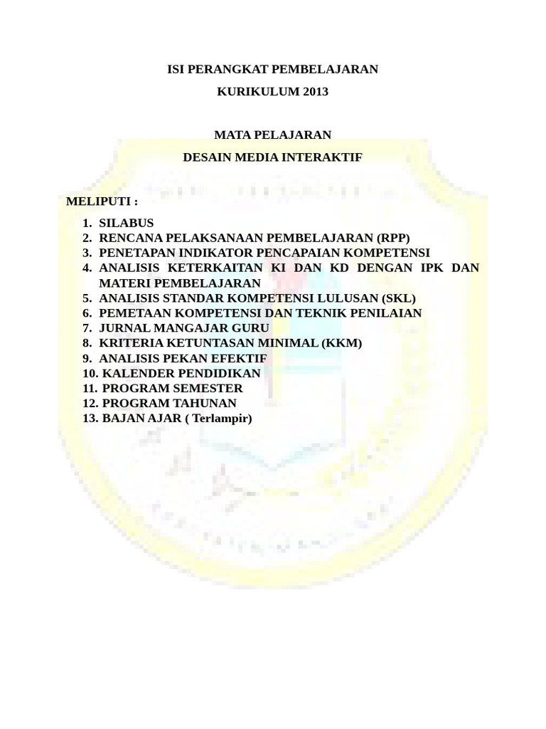 Isi Perangkat Pembelajaran | PDF