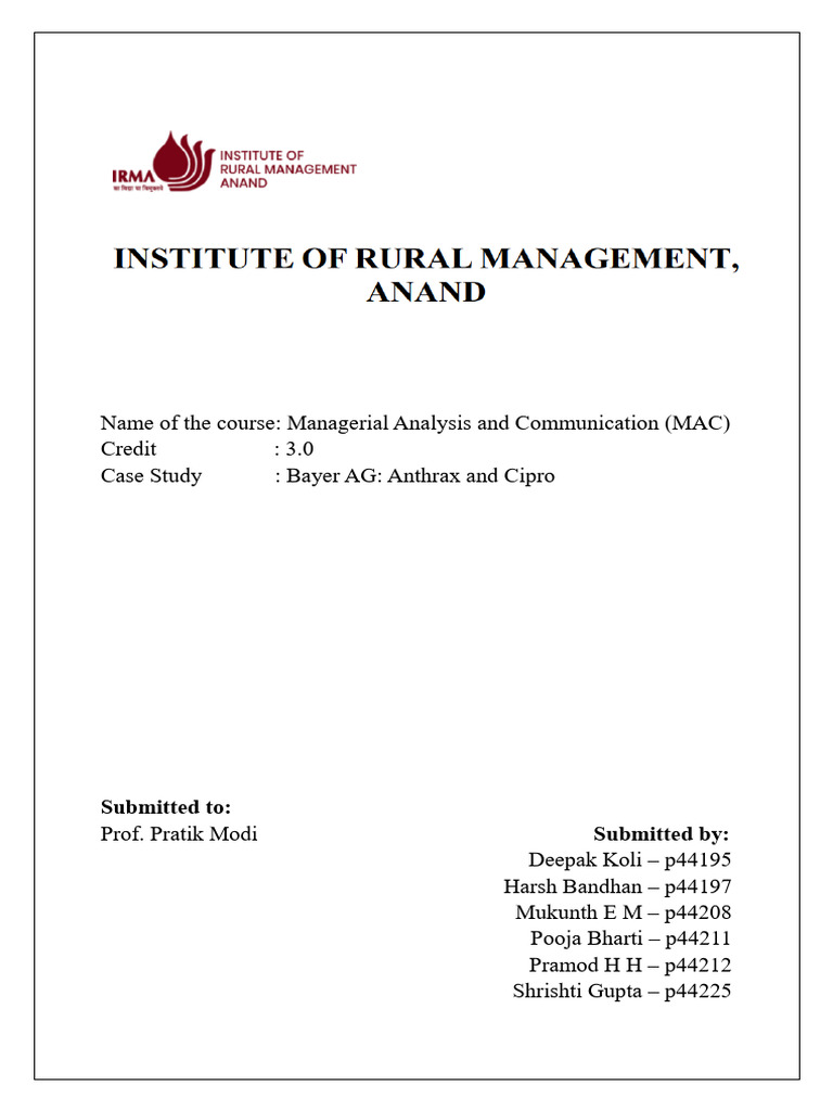 Sec - D - Group - 2 - Bayer Case | PDF