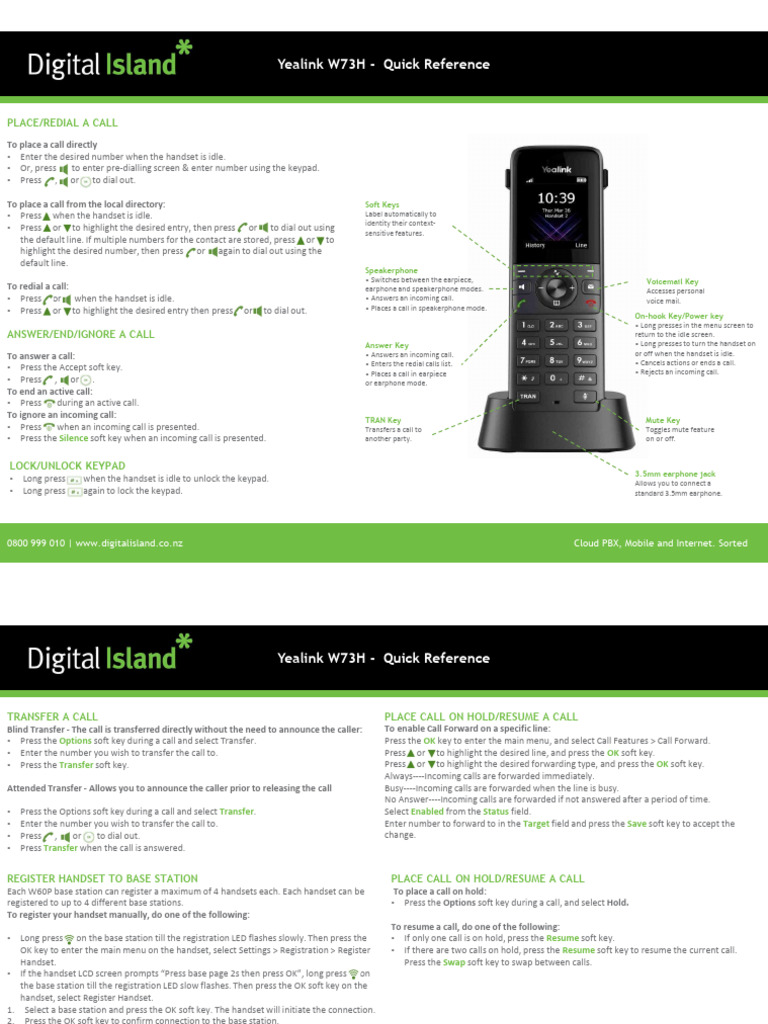 Yealink W73H Quick Reference | PDF
