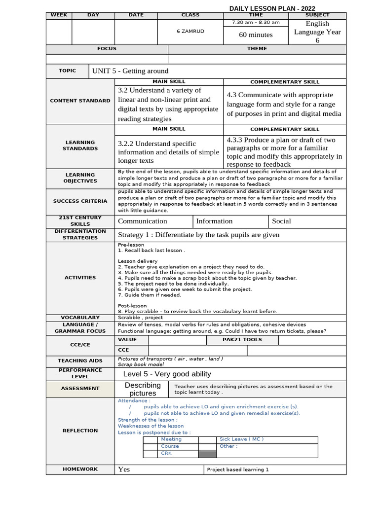 WEEK 20 at Revision Week - UNIT 5 - GETTING AROUND | PDF