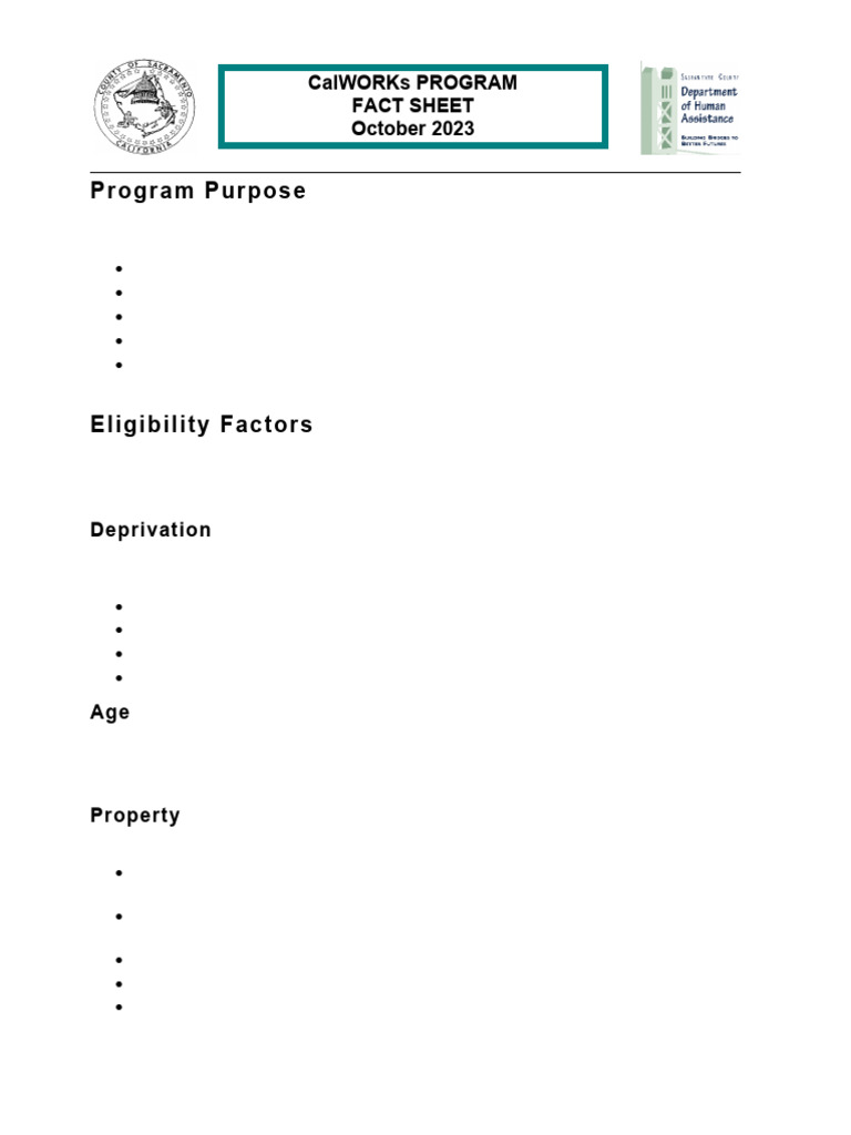 CalWORKs Fact Sheet October 2023 | PDF