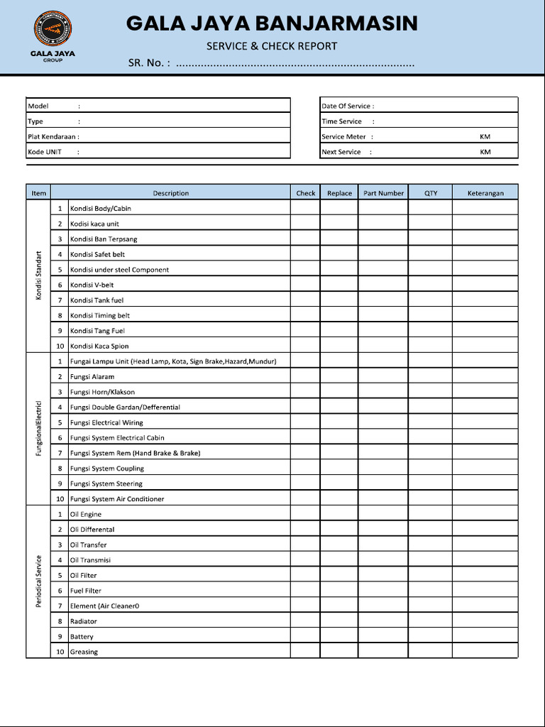 Formulir Pemeriksaan Mobil | PDF