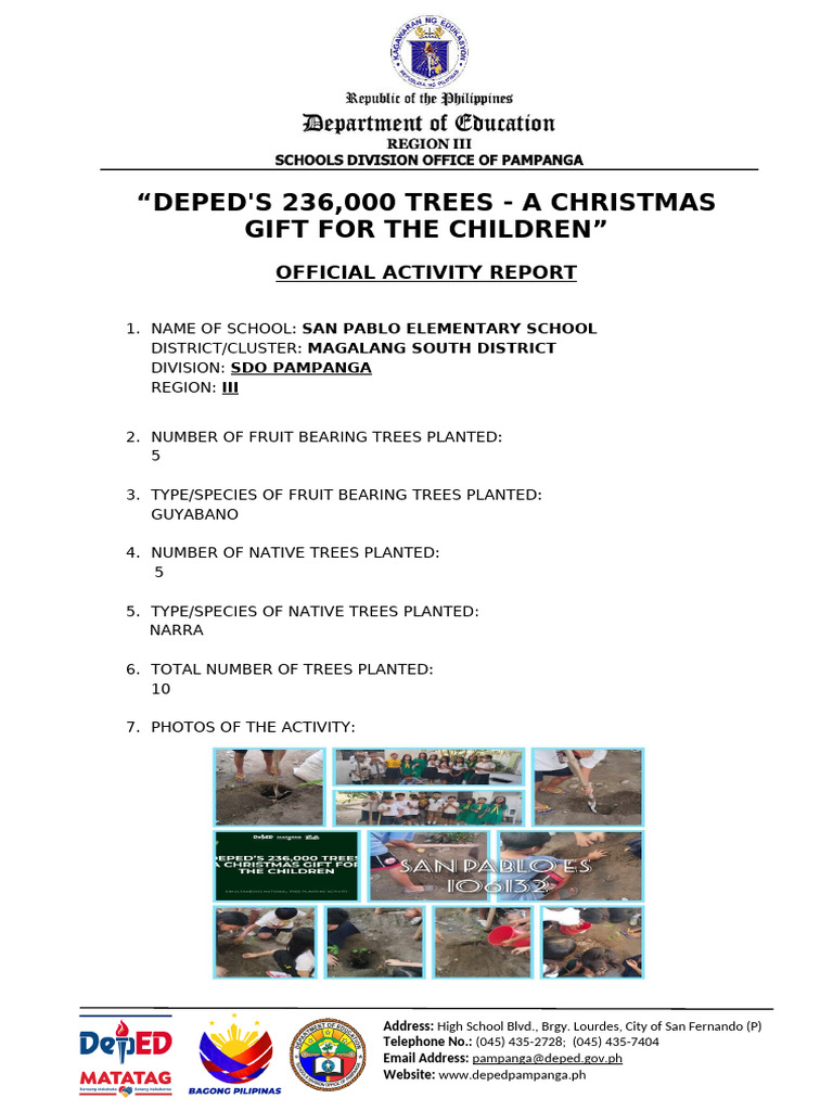NEW TEMPLATE Activity Report Template Depeds 236000 Trees | PDF