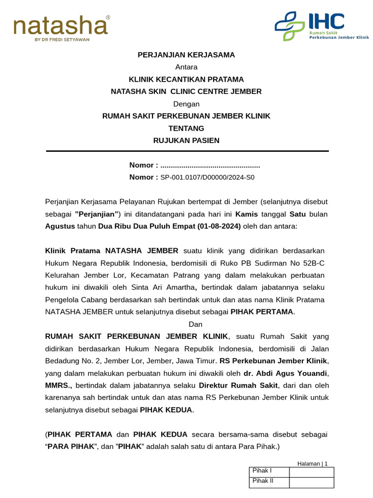 Draft Mou Rujukan Natasha Jember | PDF