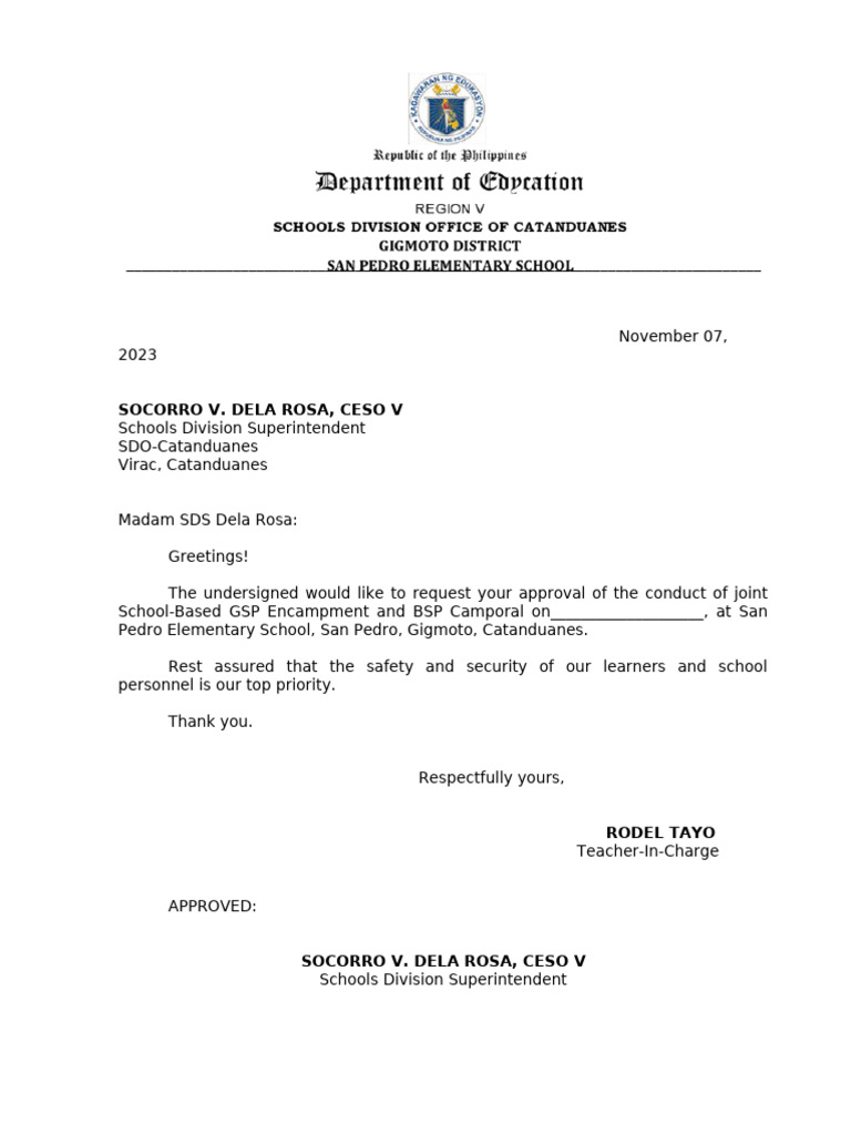 Letter Request To Sds Scouting | PDF