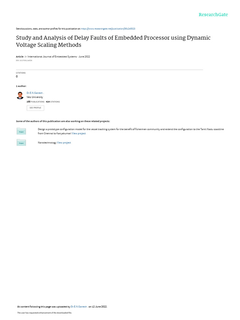 Studyandanalysisof Delay Faultsof Embedded Processorusing Dynamic Voltage Scaling Methods | PDF