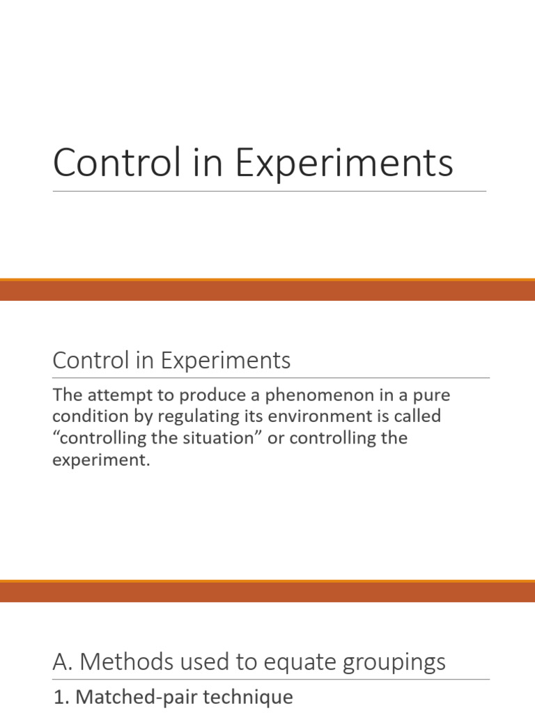 Control in Experiments | PDF