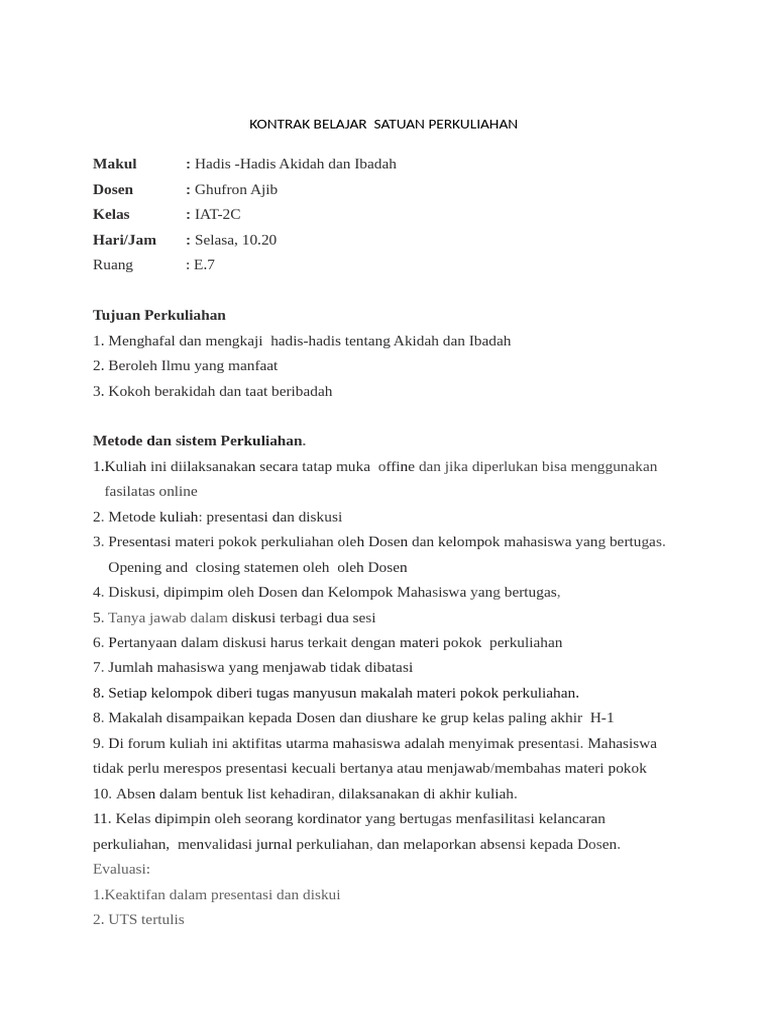 Hhai Iat 2c (Kontrak Belajar) | PDF