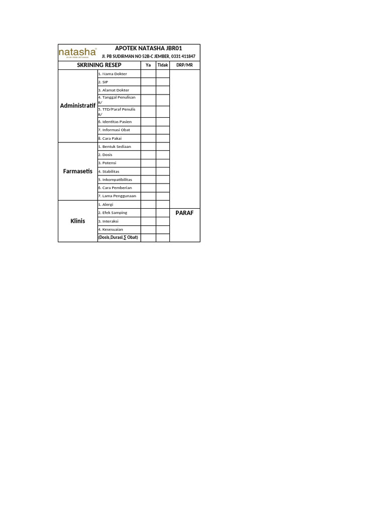 Skrining Resep | PDF Skrining Resep | PDF