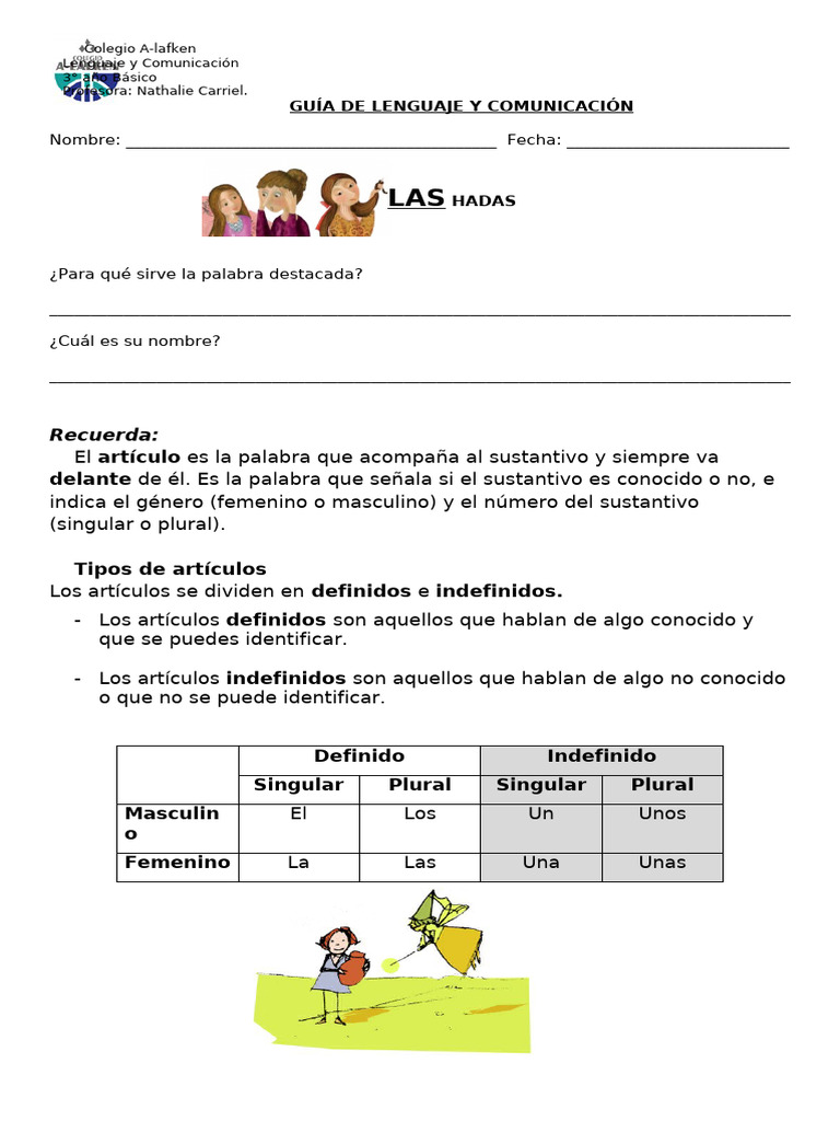 Guia de Aprendizaje Los Artículos | PDF