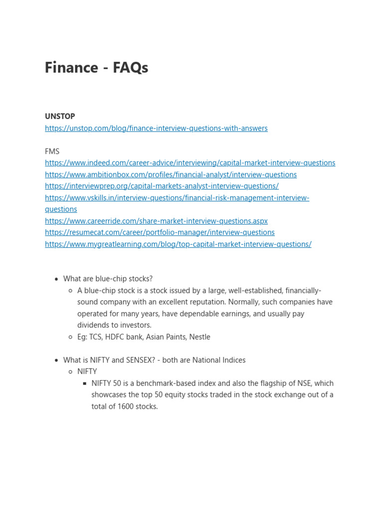 Finance - FAQs | PDF