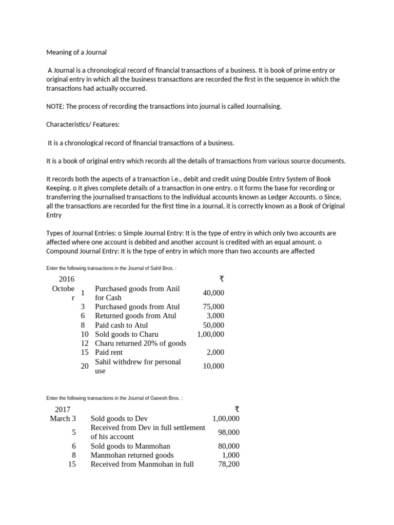 Meaning of A Journal | PDF