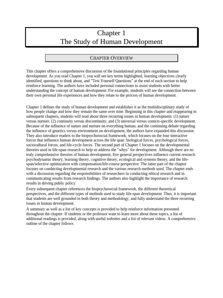 Human Development Chapter 1 | PDF | Behaviorism | Social Science